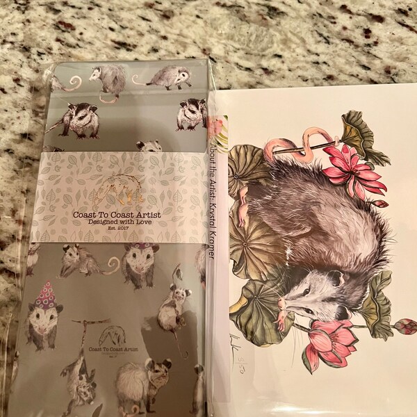 Swamp Water Lilies Flowers & Opossum or Possum Habitat Series, Wildlife ...