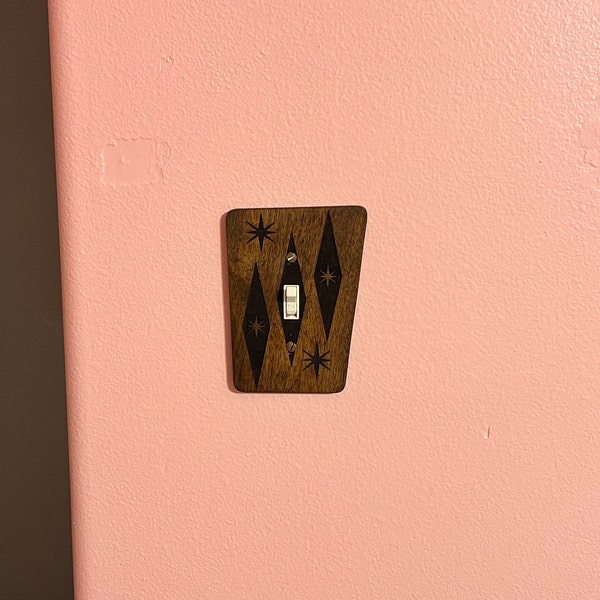 Atomic Light Switch Wall Plate | Mid Century Modern Diamond Engraved ...