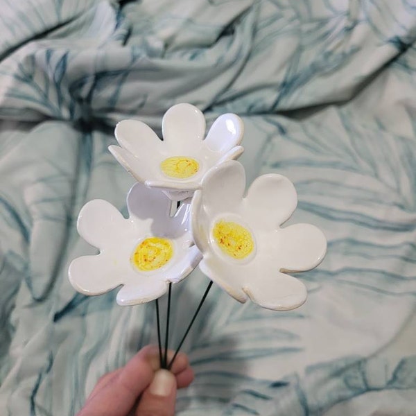 3 Red Poppy Ceramic Flowers - Etsy