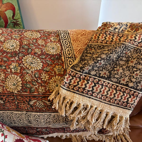 Indian Handmade Soft Cotton Throws Blankets, Hand Loom Hand Block ...