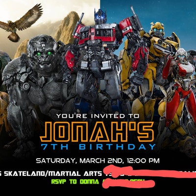 Optimus Prime Invite, Autobots Party, Transformers Rise of the Beasts ...