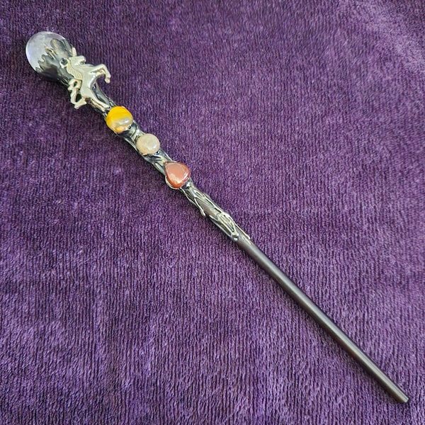 Natural Crystal Magic Wand, Handmade Cosplay Wand, Wizard Staff, Witch ...