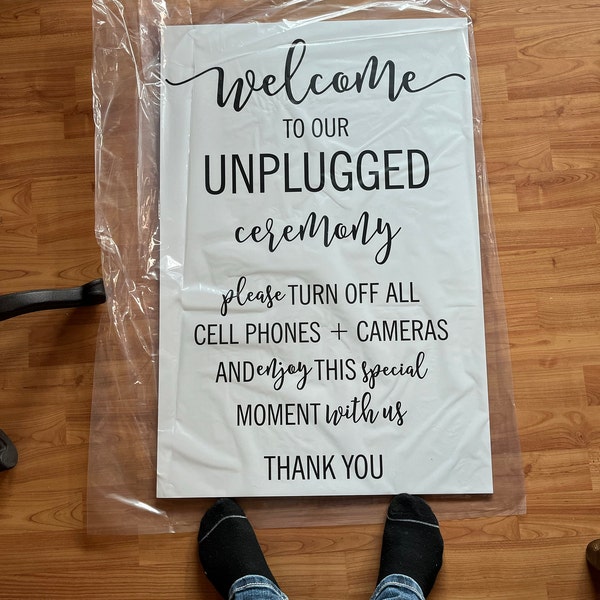 Unplugged Wedding Sign - Unplugged Ceremony Sign - Vertical Wooden ...