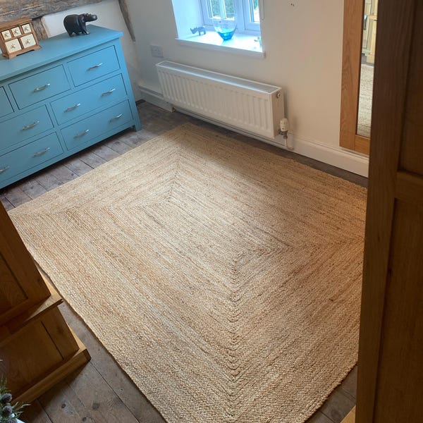 Jute Rug Scallop, Natural Jute Scalloped Rug, Jute Rug Rectangular ...