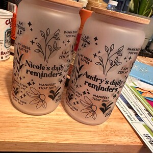 Custom Name Daily Reminders Glass Tumbler Mental Health Tumbler Daily ...