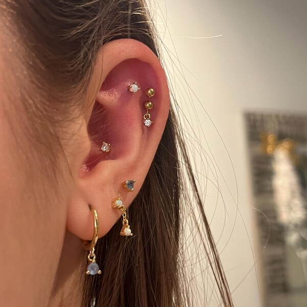 Diamond Rook Baguette Cut Huggie Hoops Cartilage Hoop Earrings Tiny ...