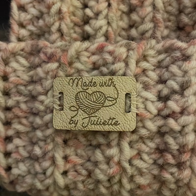 Personalised Set of 50 Cream 28x18mm Faux Leather Labels Rectangle ...