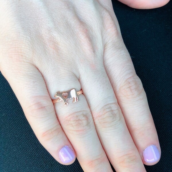 Silver Cow Cattle Ring - Cow Jewelry, Animal Ring, Animal Jewelry, Gift ...