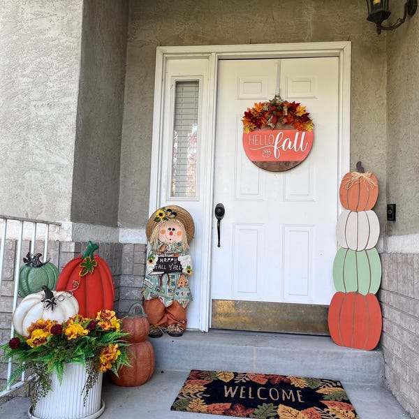 HELLO FALL Door Hanger Hello Fall Front Porch Sign Door Hanger for Fall ...