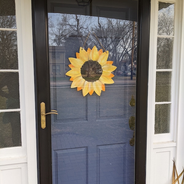 Painted Sunflower Door Hanger, Front Door Decor, Summer Flower, Front ...