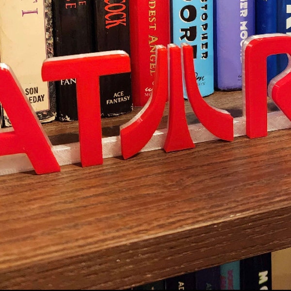 Atari Video Game Logo Sign 8 in (3D Printed, Man Cave, Game Room, Shelf ...