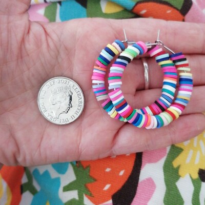 Rainbow Multicoloured Hoop Earrings Colourful Hoops Fun Earrings Beach ...