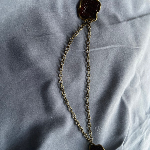 Bronze Collar Pin With Leaves and Chains, Lapel Pin Elegant Gothic ...