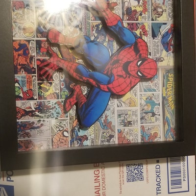 Spiderman Comic Book Shadow Box Wall Art, Handmade Spider Man Comic ...