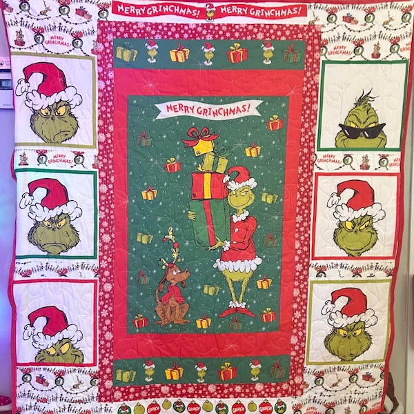 Grinch Panel, Grinch Fabric, Robert Kaufman, Grinch Panel Holiday, Dr ...