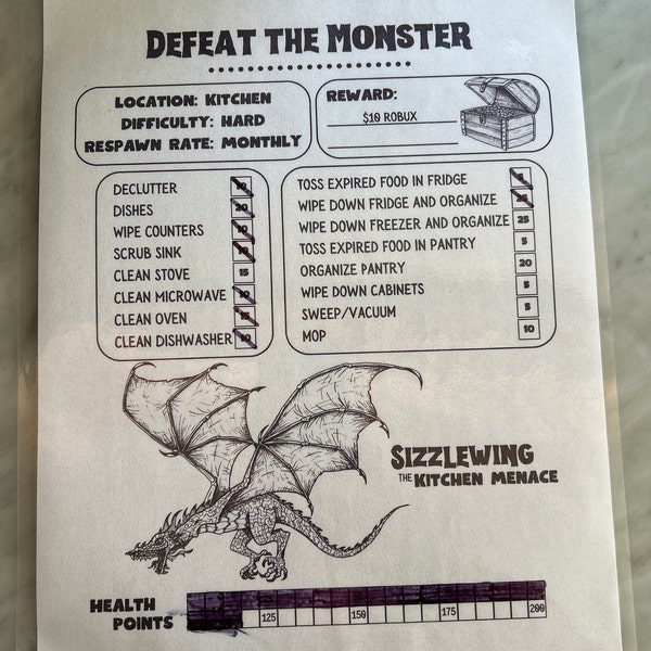 Editable Dnd Cleaning Checklist Game ADHD Cleaning List Printable Kid ...