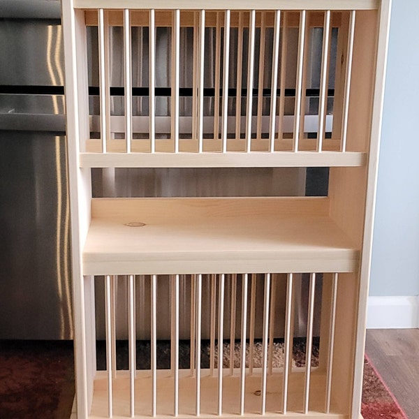 Double Deluxe Wood Plate Dish Cup Cabinet Rack, Shelf, Kitchen Solid ...