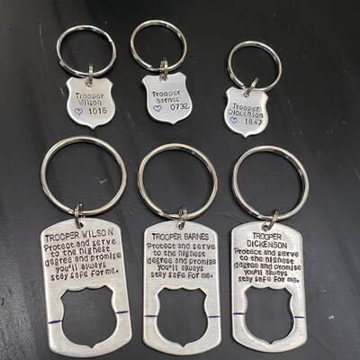 Police Officer Keychain Set Hand Stamped Personalized Just for You ...