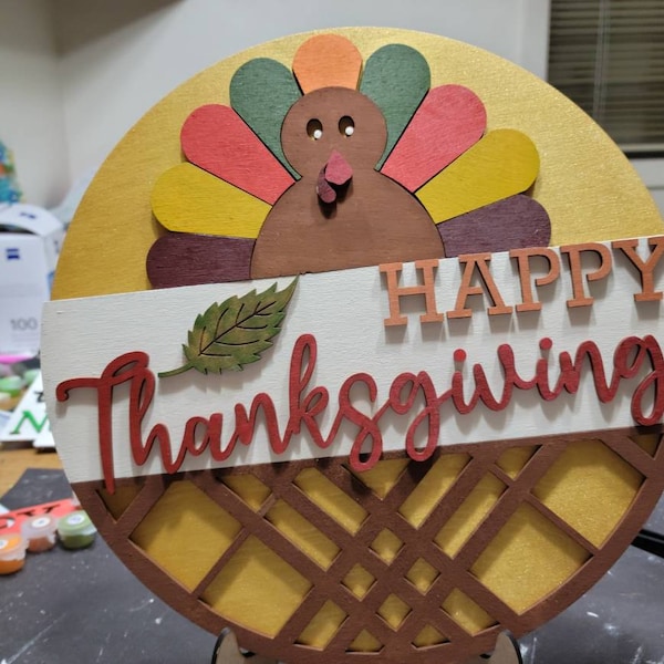 DIY Wood Sign - Happy Thanksgiving Turkey Unfinished Cut Out Door ...