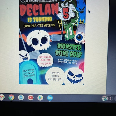 Monster Mini Golf Birthday Party Invitation Editable Printable ...