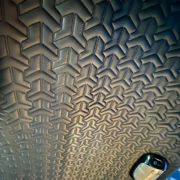 Trio Triangle Quilted Faux Leather Upholstery Fabric | Foam Backing ...