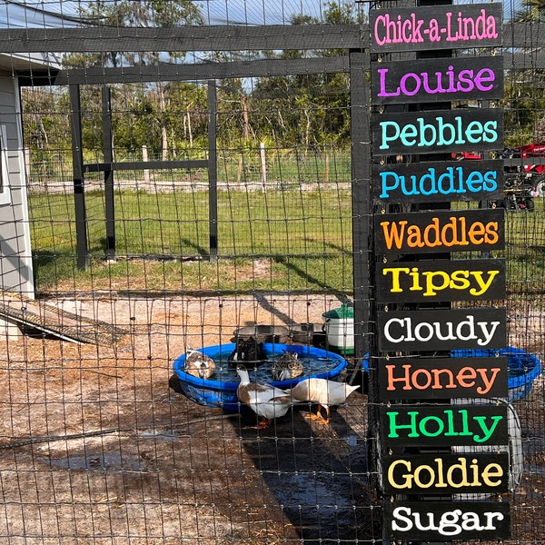 Chicken Name Signs | Custom Coop Decor | Flock or Farm Animal Name ...