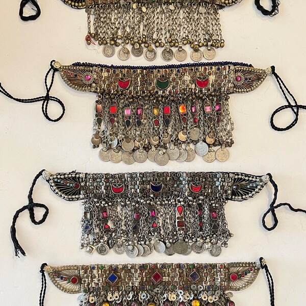 Hand-beaded Panel With Tufted-bell Accents and Mirrors Vintage Afghan ...