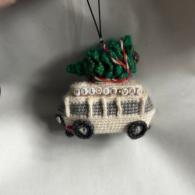 Red Car Minivan Crochet Toy Amigurumi With Christmas Tree Camper Bus ...