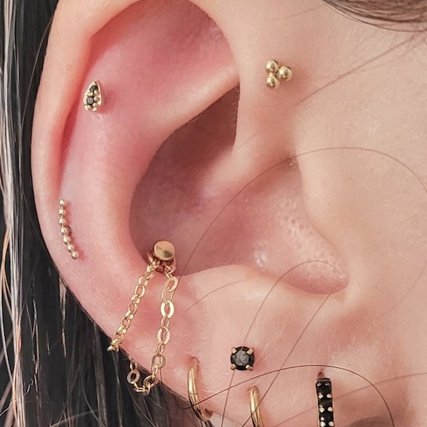 Star Conch Ear Piercing, Conch Piercing, Conch Hoop Earring, Gold ...