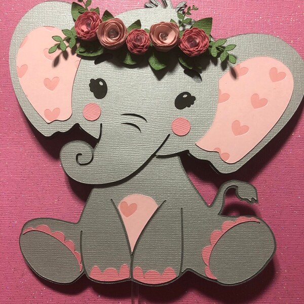 Girl Elephant SVG, Vector Clip Art, Baby Girl Elephant for Baby Shower ...