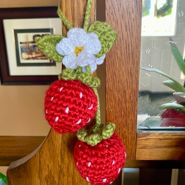 CROCHET PATTERN ONLY Crochet Strawberry Car Interior Rearview Mirror ...