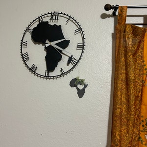 Black Africa Map Clock, Africa Metal Wall Clock, Livingroom Metal Wall ...