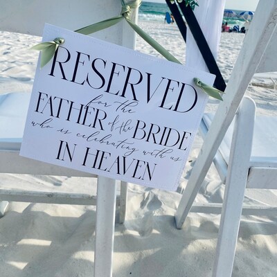 Reserved Seat Sign for Father of the Bride Wedding Ceremony - Etsy