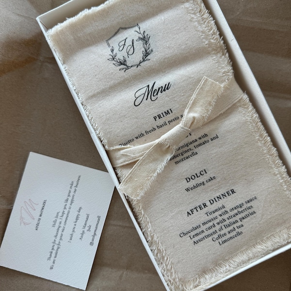 Wavy Edge Menu, Wedding Menu, Event Menus, Tasselled Menu, Elegant ...