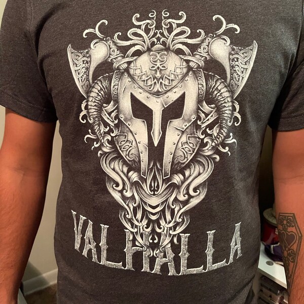 Men's Viking T Shirt Valhalla Viking Shirt Warrior Shirts Armor Shirt ...