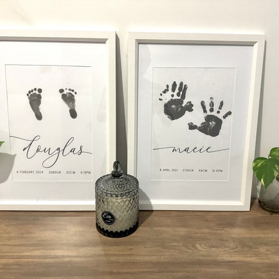 Personalised Birth Print, Newborn Footprint, Baby Footprint Art, Birth ...