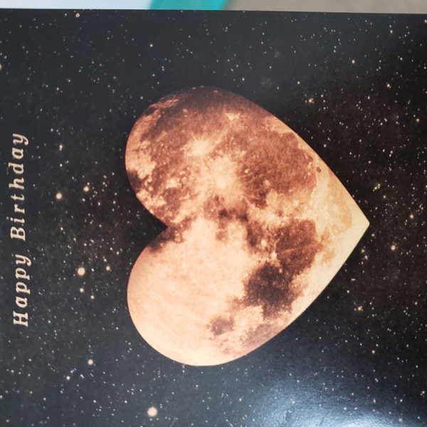 Heart Moon Birthday Card • Birthday Gift • Love Birthday - Etsy