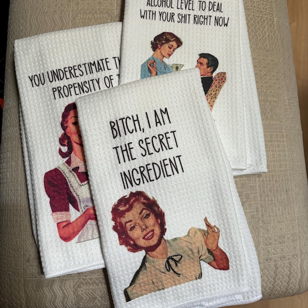 Retro Sassy II -6 Pack|funny Towel|adult Humor|housewarming Gift ...