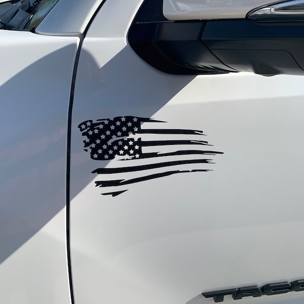 Distressed American Flag Vinyl Decal Sticker - PAIR - Right & Left ...