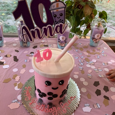 Boba Cake Topper,boba Tea,milk Tea,pearl Tea,bubble Tea,3d Cake Topper ...