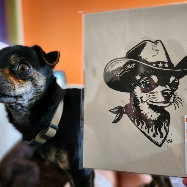 Raisin Hell Cowdog, Giclée Fine Art Print, Western Dog Art, Vintage ...