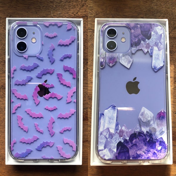 Purple Amethyst Crystal Clear Phone Case for iPhone 17 Air 16e 15 14 ...