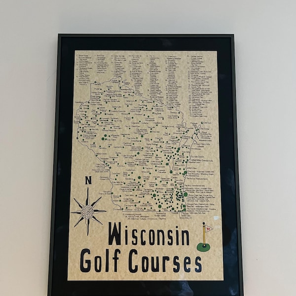Wisconsin Golf Courses Map - Etsy