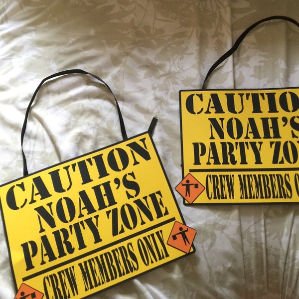 Construction Party Welcome Door Sign - Caution Party Zone ...