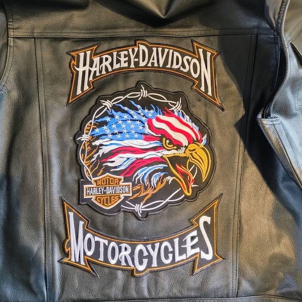 Harley Davidson Patch 3 Piece Eagle Patches for Jacket Motorcyclist ...
