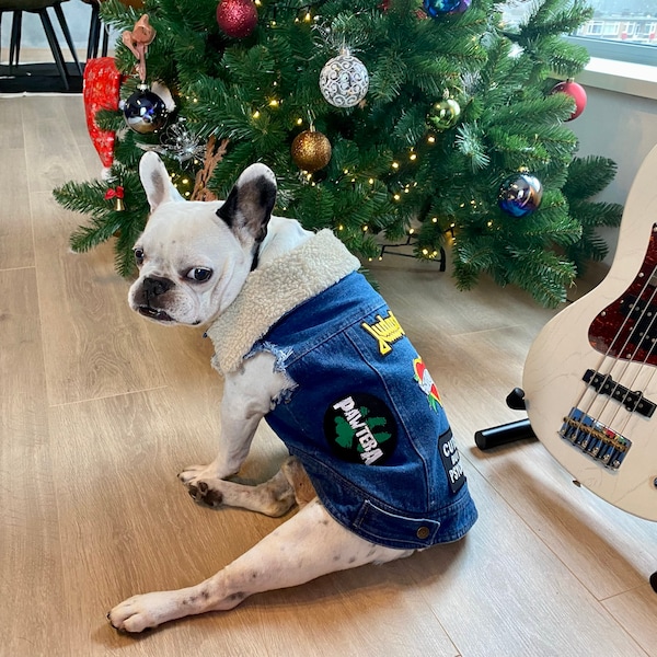 Denim Dog Vest / Denim Dog Jacket / Dog Jacket / Sherpa Dog Denim / Dog ...