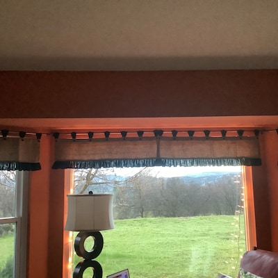 Burlap Curtains Primitive Valance Botanical Curtain Bohemian Rustic ...