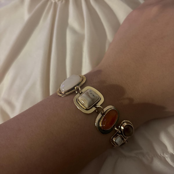 Gold Bangle Bracelet: Vintage Style Resin Jewel Crystals - Etsy