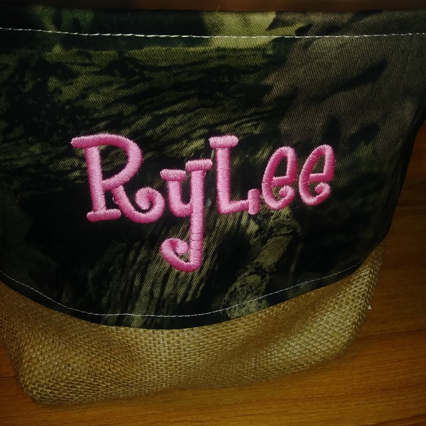 Personalized Camo Easter Basket, Embroidered Name Tote, Handmade Kids ...