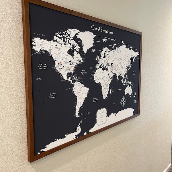 Personalized World Map, Custom Push Pin Map on Canvas, Travel Gift for ...